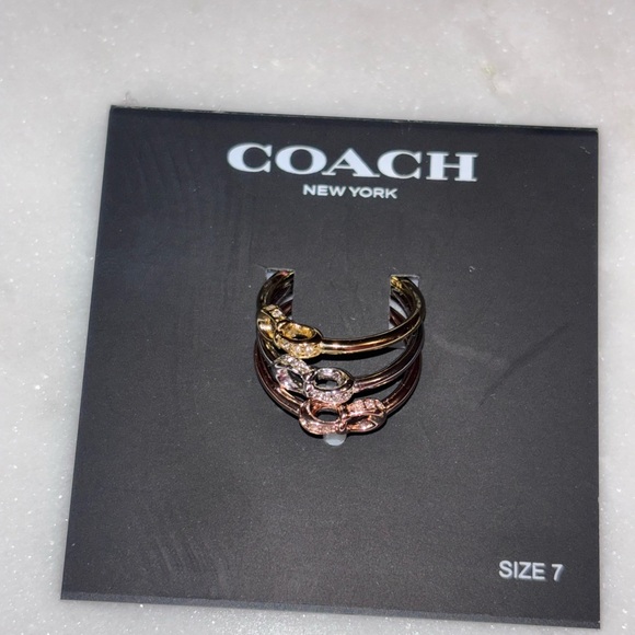 Coach | Jewelry | Coach 3 Ring Set Rose Gold Gold And Silver | Poshmark